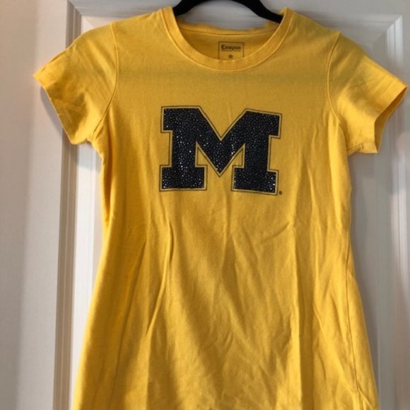 Campus Couture | Tops | University Of Michigan Glitter Tshirt | Poshmark